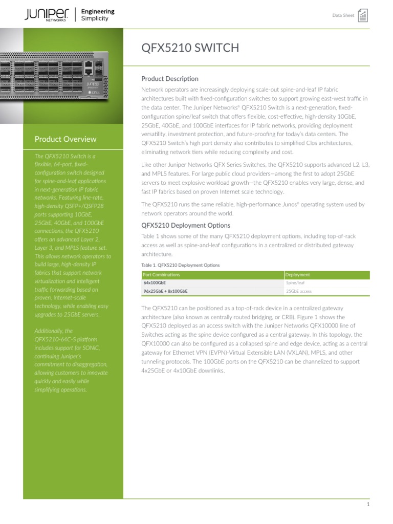 Qfx5210 Switch: Product Overview | Download Free PDF | Multiprotocol ...