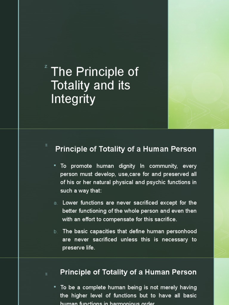 The Principle of Totality and Its Integrity | PDF | Organ Donation ...