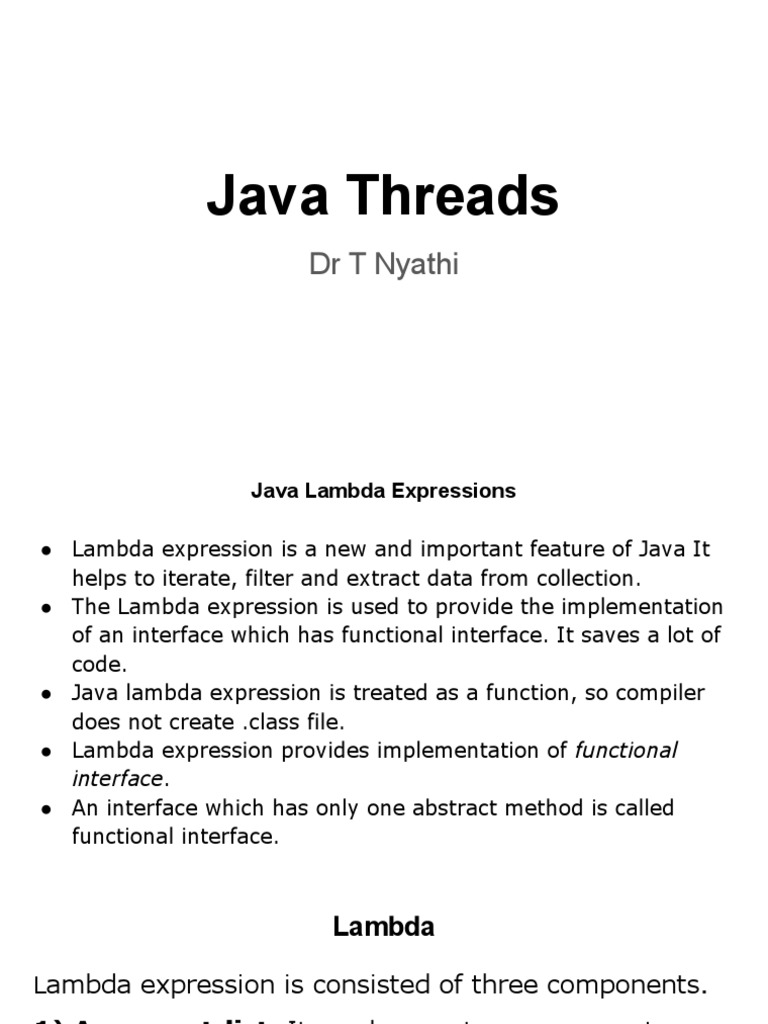 Java Threads: DR T Nyathi | PDF | Thread (Computing) | Process (Computing)