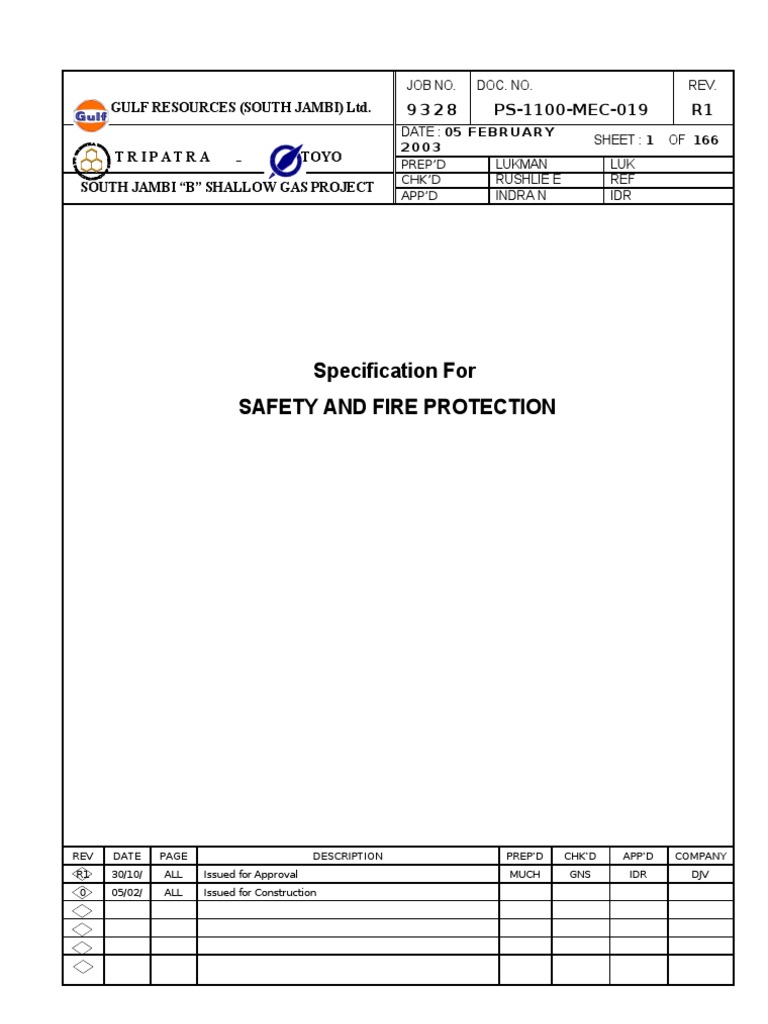 Spec. Safety and Fire Protection - SJB | PDF | Pump | Firefighting