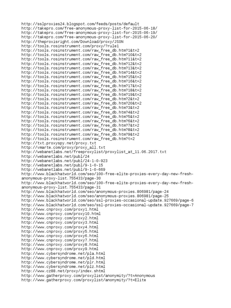 Proxy Lists for Anonymity Seekers | PDF | Business | Computers