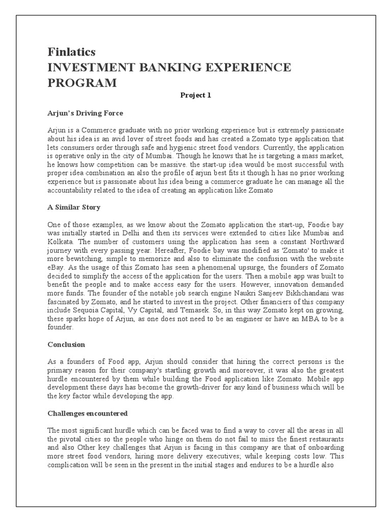 Finlatics Investment Banking Experience Program: Arjun's Driving Force ...