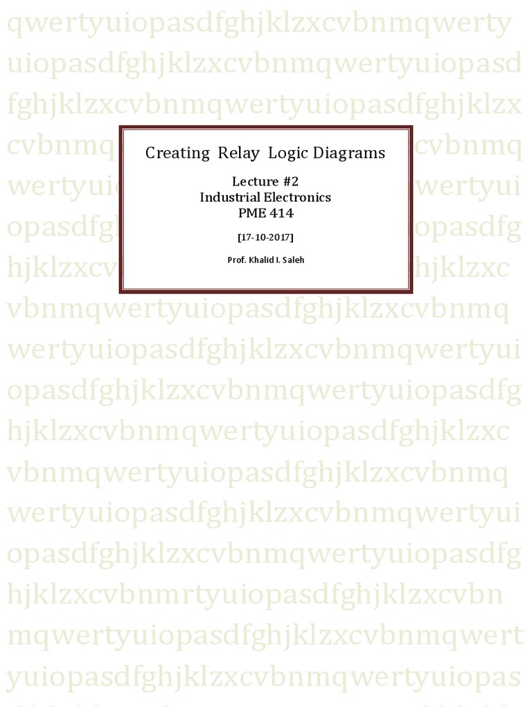 Creating Relay Logic Diagrams: Lecture #2 Industrial Electronics PME ...