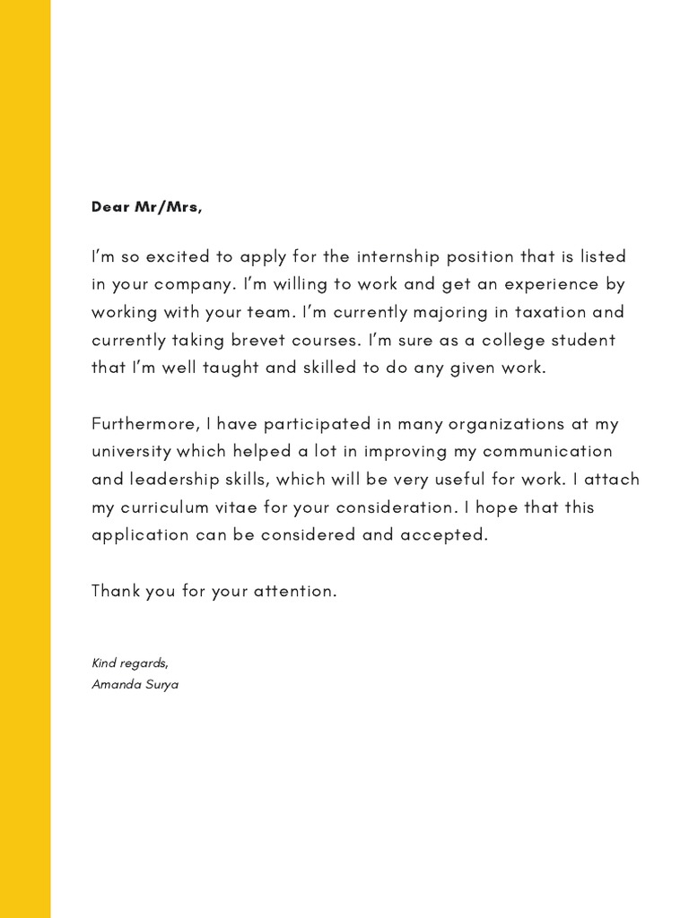 Dear MR/MRS,: Kind Regards, Amanda Surya | PDF