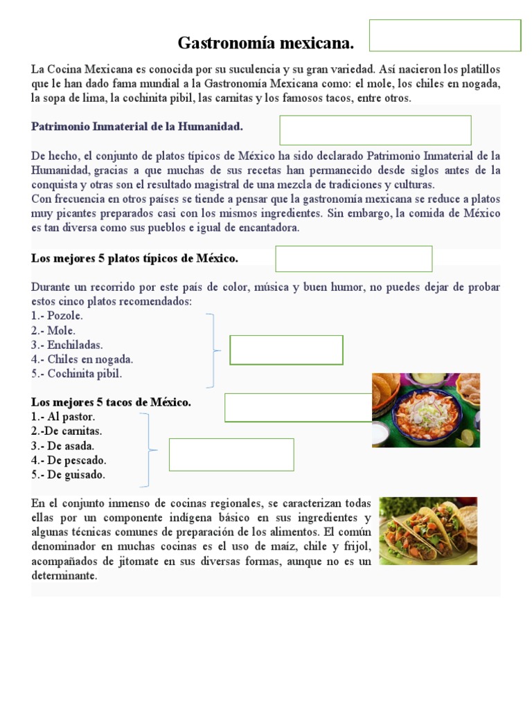 Platillos Típicos de la Gastronomía Mexicana | PDF | Cocina, comidas y vino