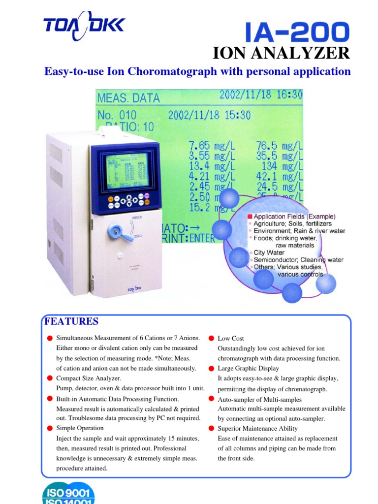 Ion Analyzer: Easy-To-Use Ion Choromatograph With Personal Application ...