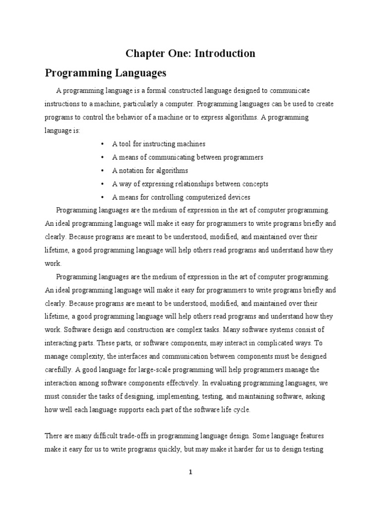 Chapter One: Introduction Programming Languages | Download Free PDF | Data Type | Computer ...