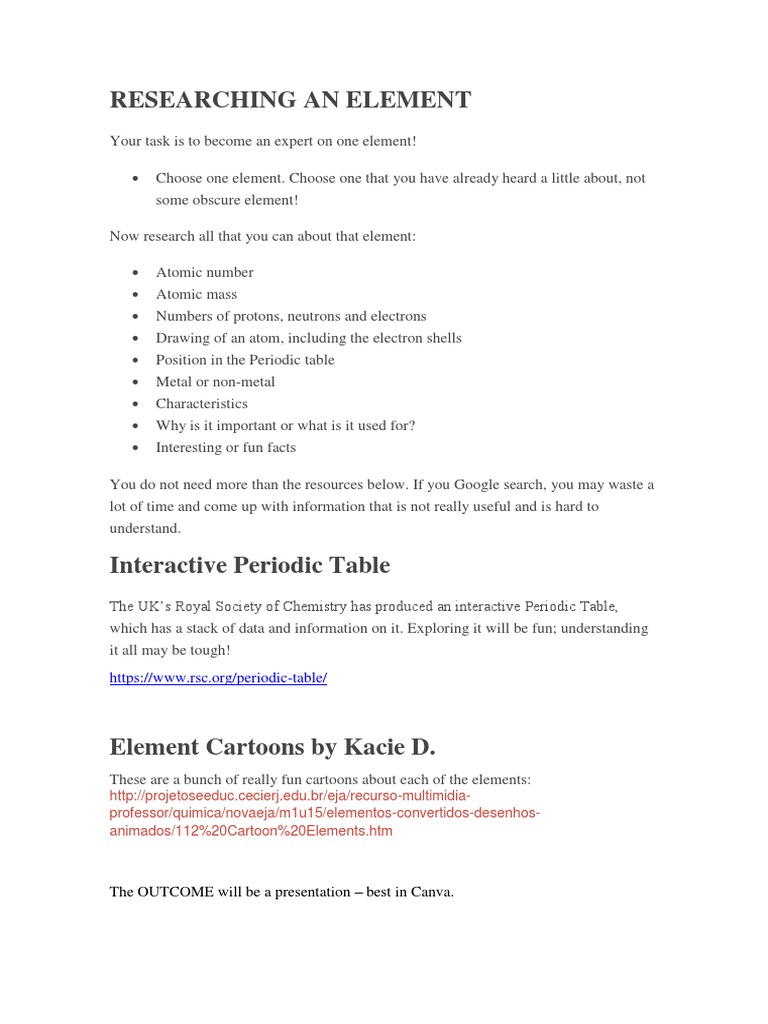 Researching An Element | PDF