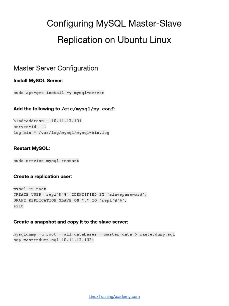 Configuring Mysql Master-Slave Replication On Ubuntu Linux | PDF
