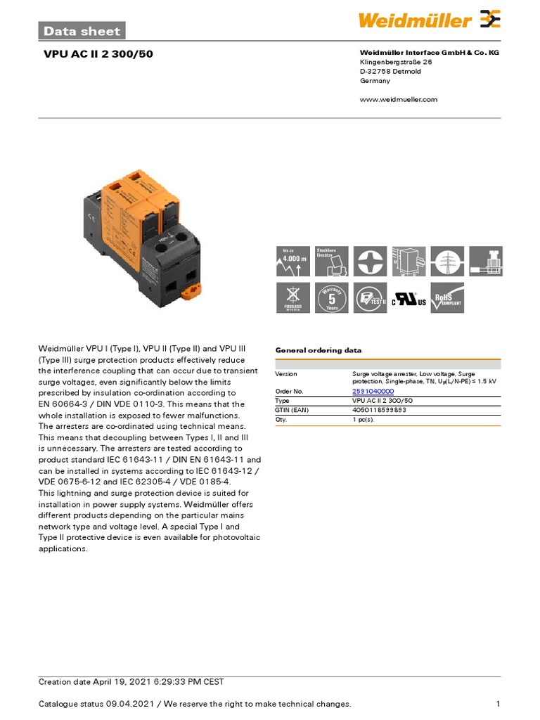 VPU AC II 2 300/50 Data Sheet | PDF