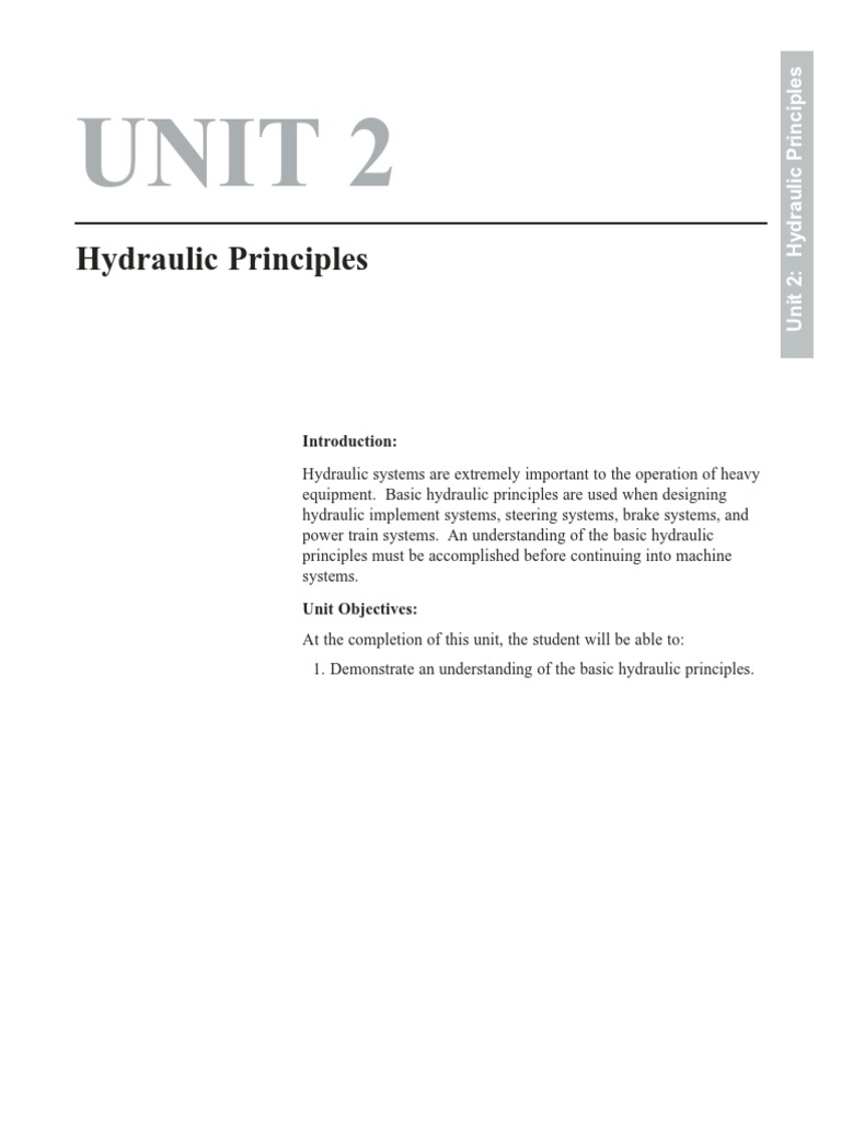 Hydraulic Principles Unit2l1 | PDF | Pressure | Liquids