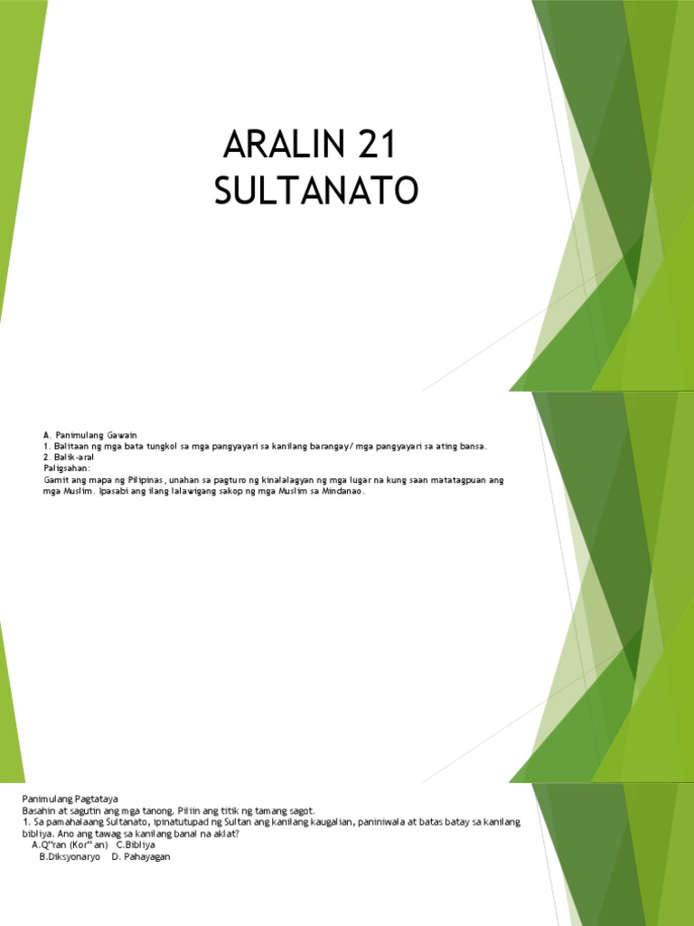 AP5 QUARTER 1 ARALIN 21 Sultanato | PDF