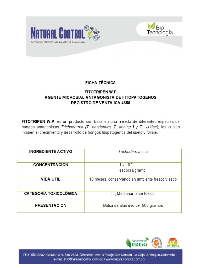 Ficha Tecnica Fitotripen | PDF | Hongo | Metabolismo