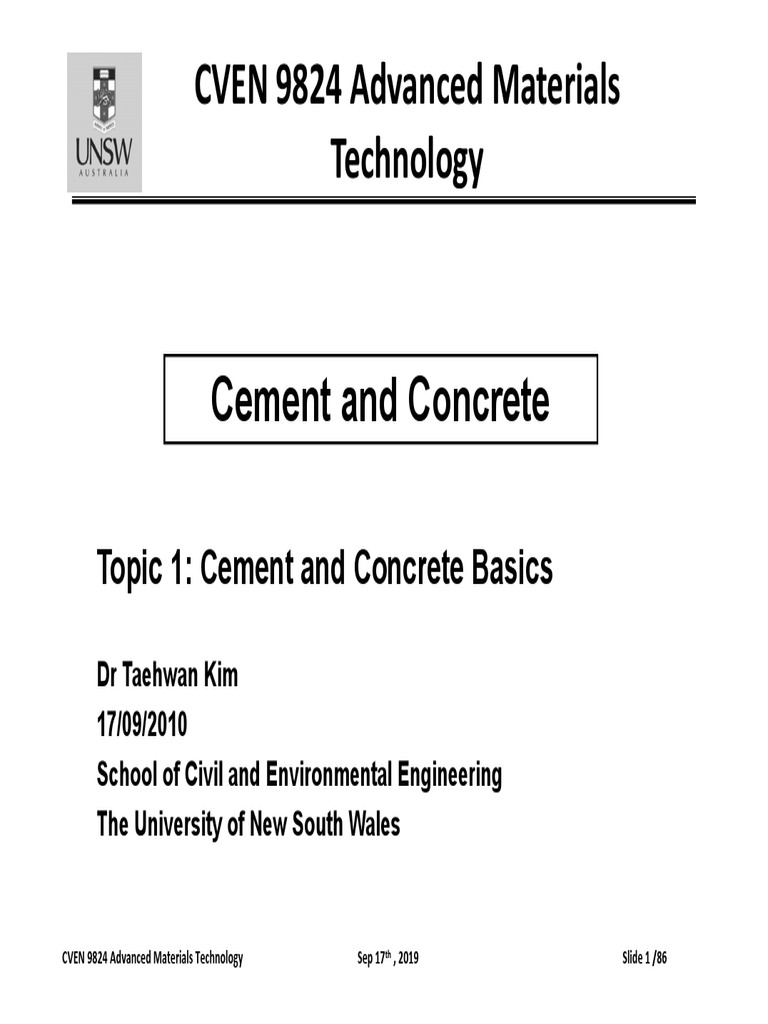 Topic 1 - Cement and Concrete Basics - Gray | PDF | Concrete | Cement