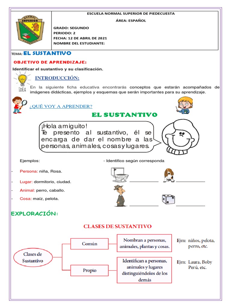 Clases de Sustantivos para Niños | PDF | Color