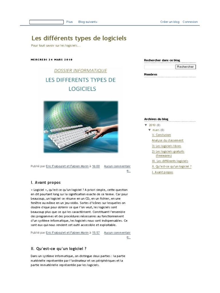Les Différents Types de Logiciels | PDF | Logiciel gratuit | Logiciel