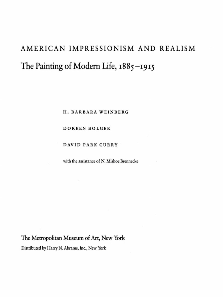 American Impressionism and Realism The Painting of Modern Life 1885 ...