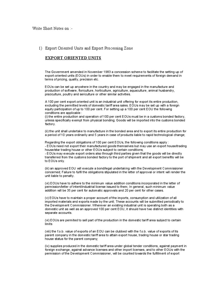An Overview of India's Export Oriented Units (EOU) Scheme: Eligibility ...