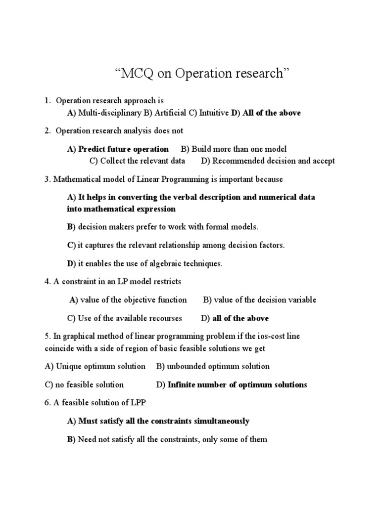 MCQ On LPP | PDF | Linear Programming | Mathematical Optimization