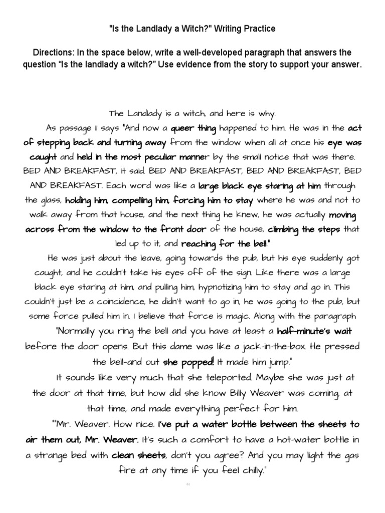 Is the Landlady a Witch? Analysis | PDF | Mystery, Thriller & Crime Fiction