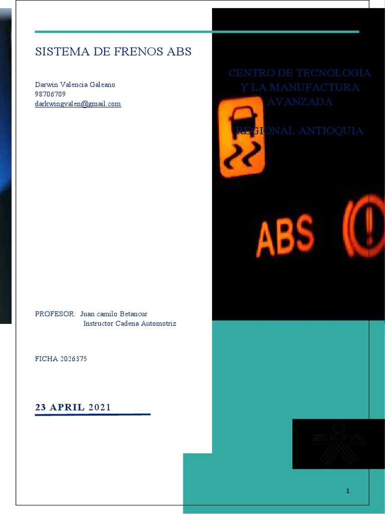 Funcionamiento del Sistema de Frenos ABS | PDF | Sistema de freno ...