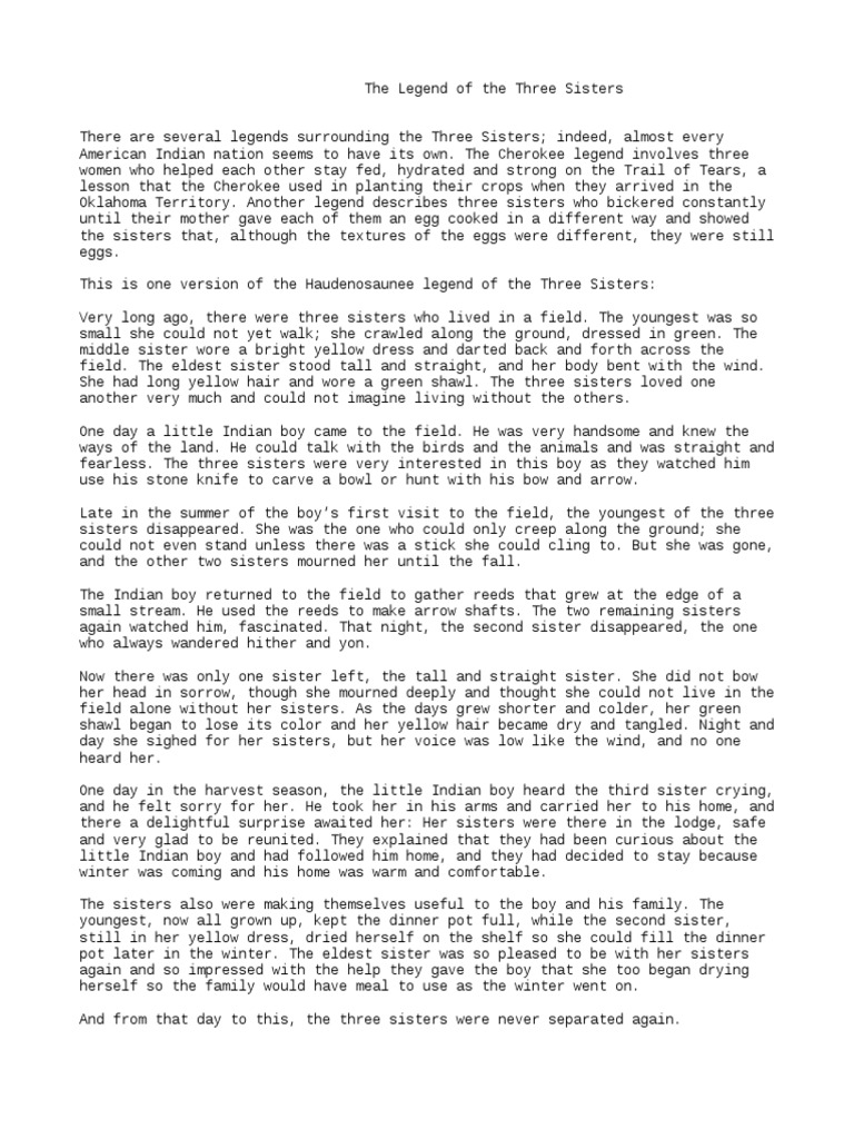 The Legend of The Three Sisters | PDF | Poetry