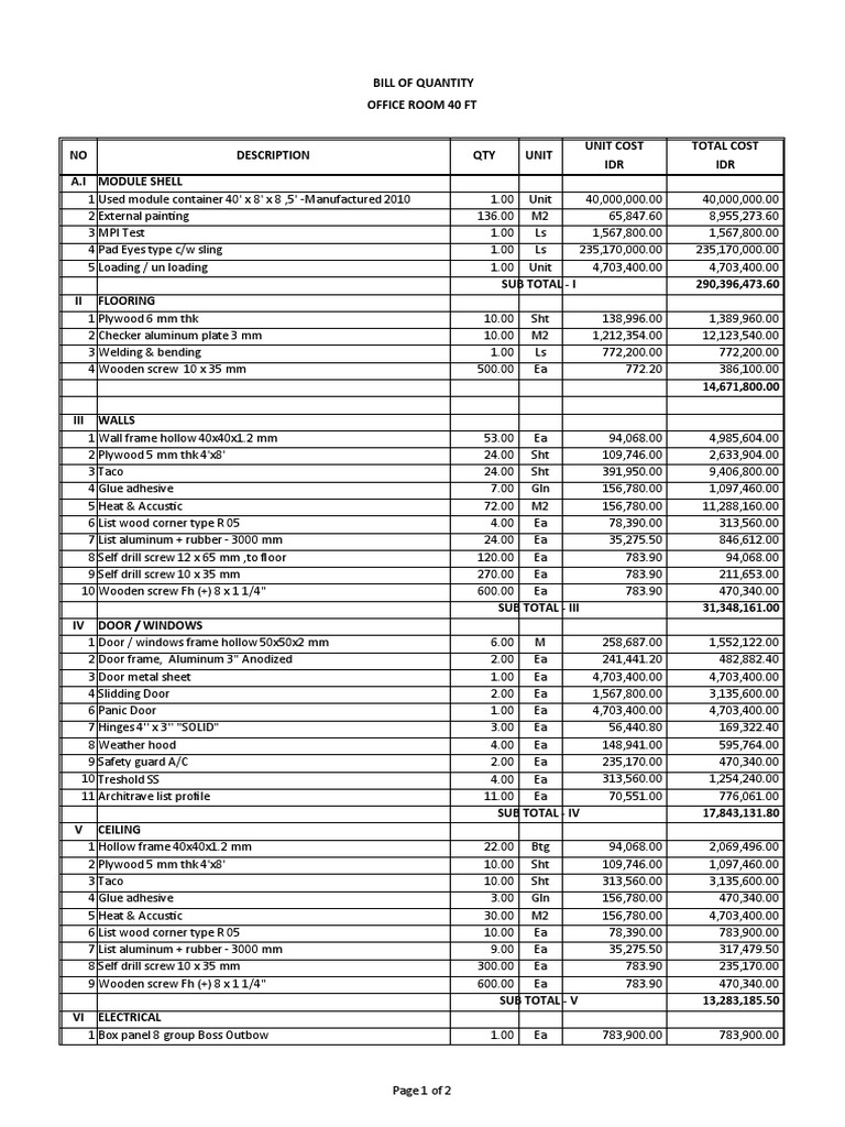 BOQ Office | PDF | Components | Building Engineering