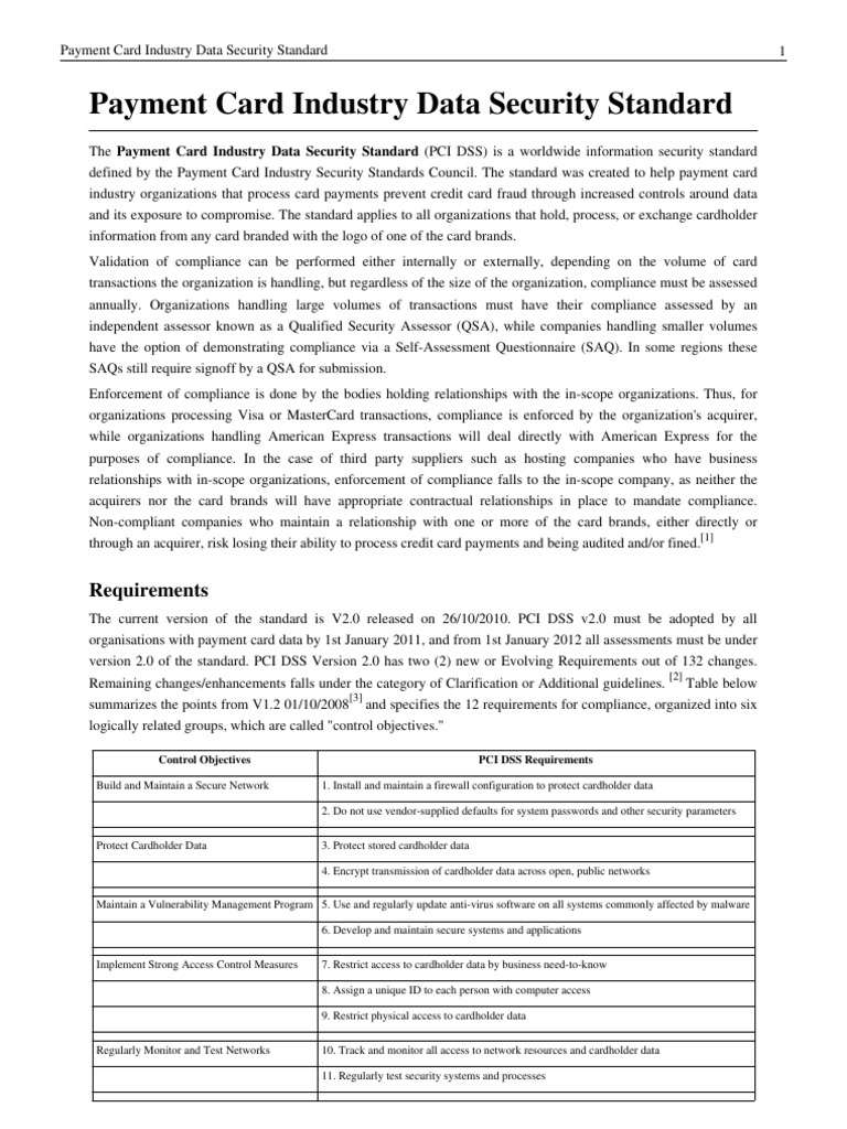 Payment Card Industry Data Security Standard: Requirements | Download ...