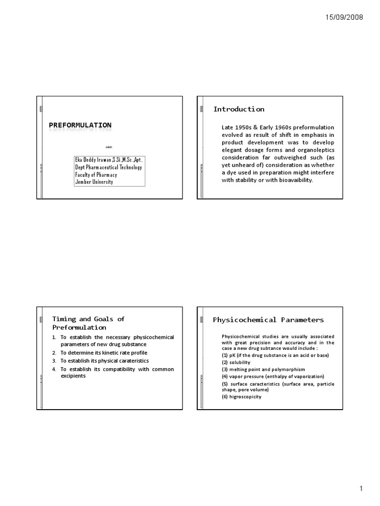 Preformulation: Timing and Goals of Preformulation | PDF | Solvation ...