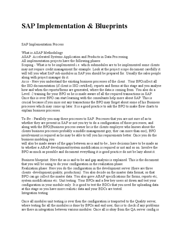 SAP Implementation & Blueprints | PDF | Business Process | Server (Computing)
