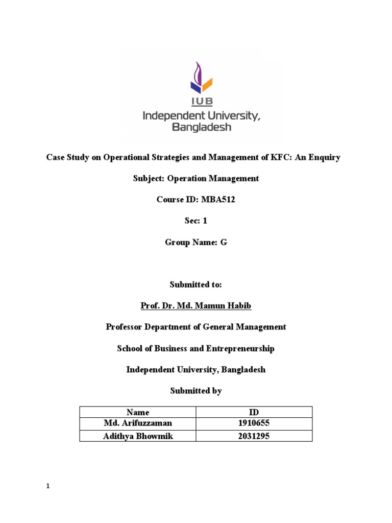 Operation Management of KFC | PDF | Fast Food Restaurants | Supply Chain