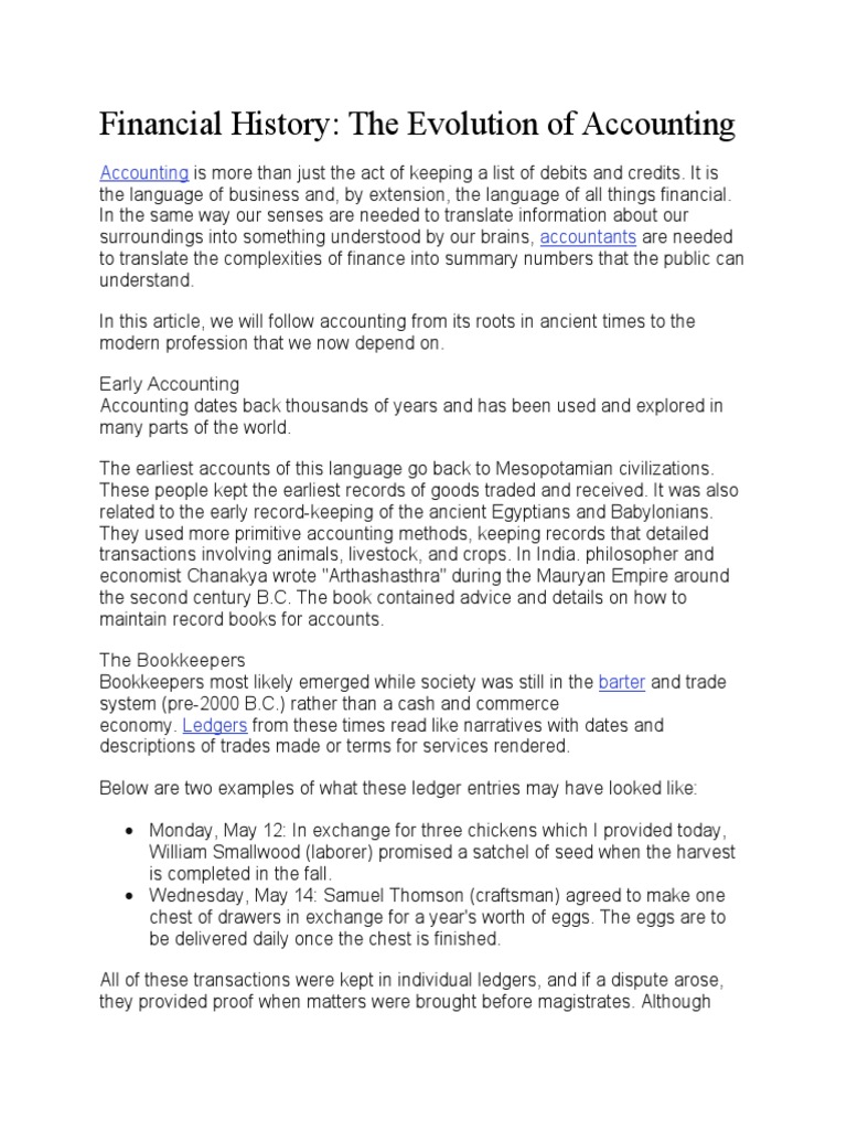 History of Accounting | PDF | Debits And Credits | Bookkeeping