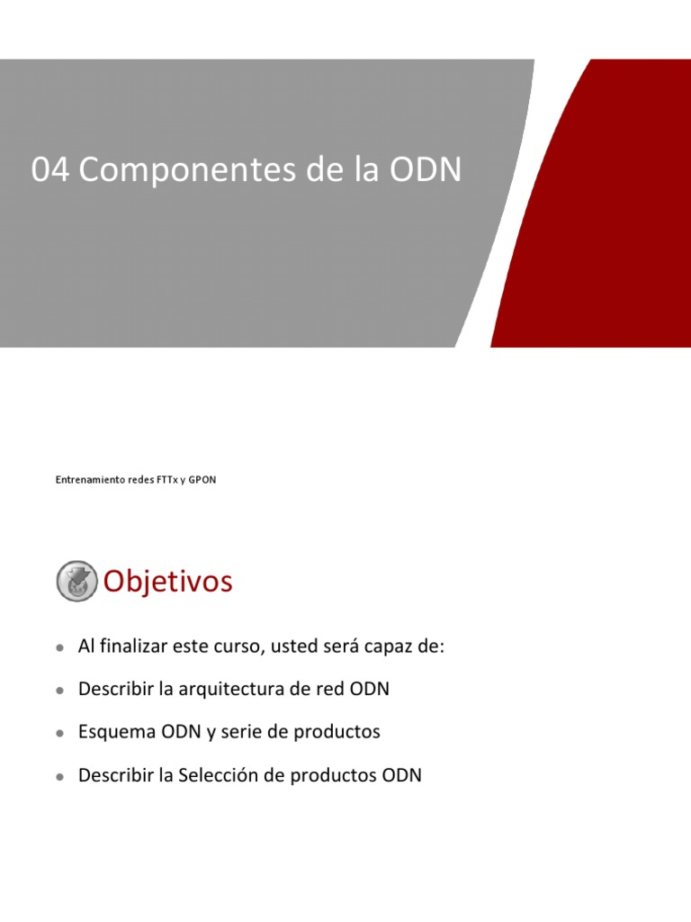 04 ODN Components | PDF | Fibra óptica | Telecomunicaciones
