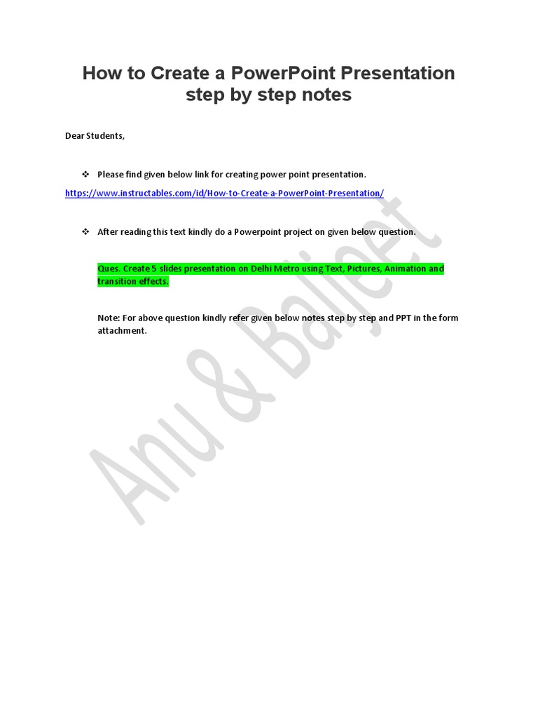 How To Create A Powerpoint Presentation Step by Step Notes | PDF ...