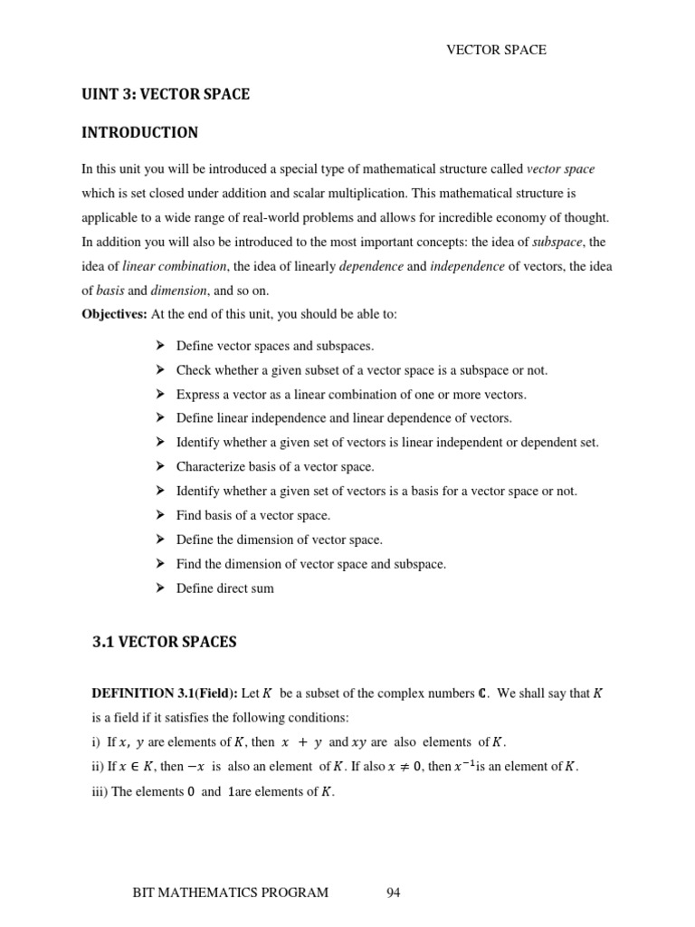 Understanding Vector Spaces: Basis, Dimension, and Linear Combinations ...