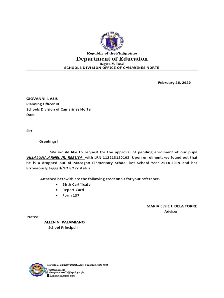 Justification for Student Enrollment | PDF