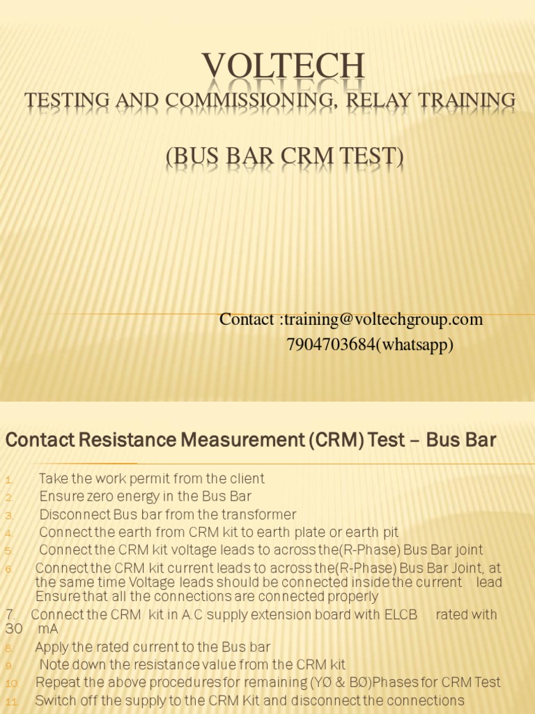Bus Bar Contact Resistance Measurement Test | PDF