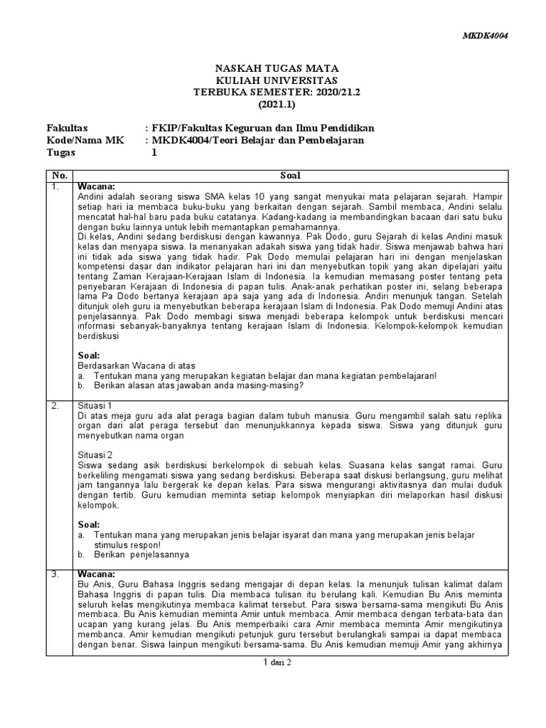 NASKAH MKDK4004 TMK1 1-Dikonversi | PDF | Perjalanan