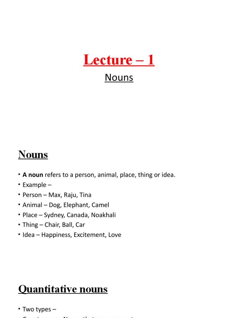 Lecture - 1 | PDF | Noun | Grammatical Number