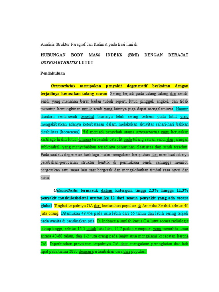 Hubungan BMI dan Derajat Osteoarthritis | PDF | Pengembangan Diri ...