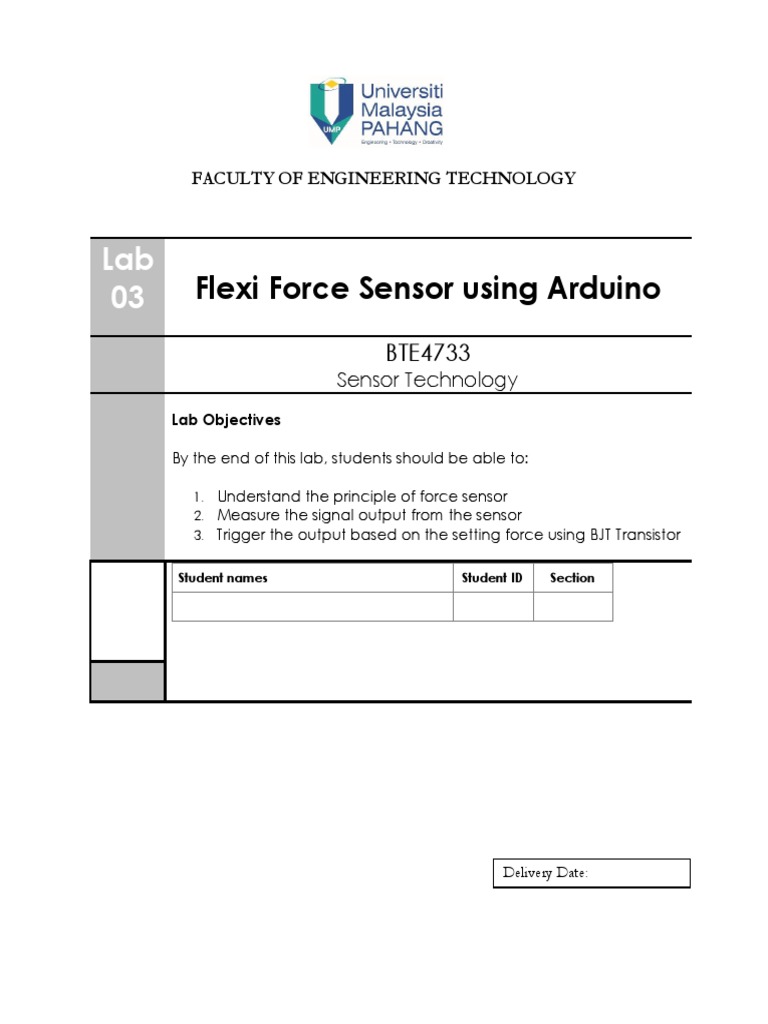 Lab 3 Flexi Force Sensor | PDF | Electrical Resistance And Conductance ...