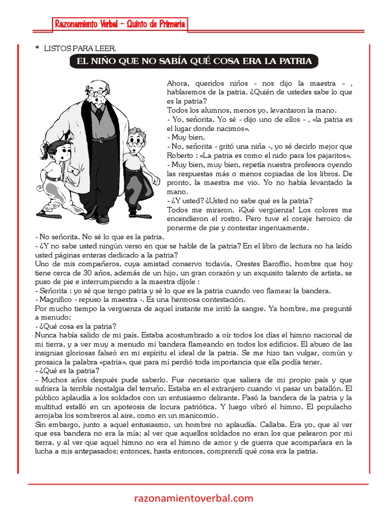 31 Comprension Lectora Quinto de Primaria | PDF