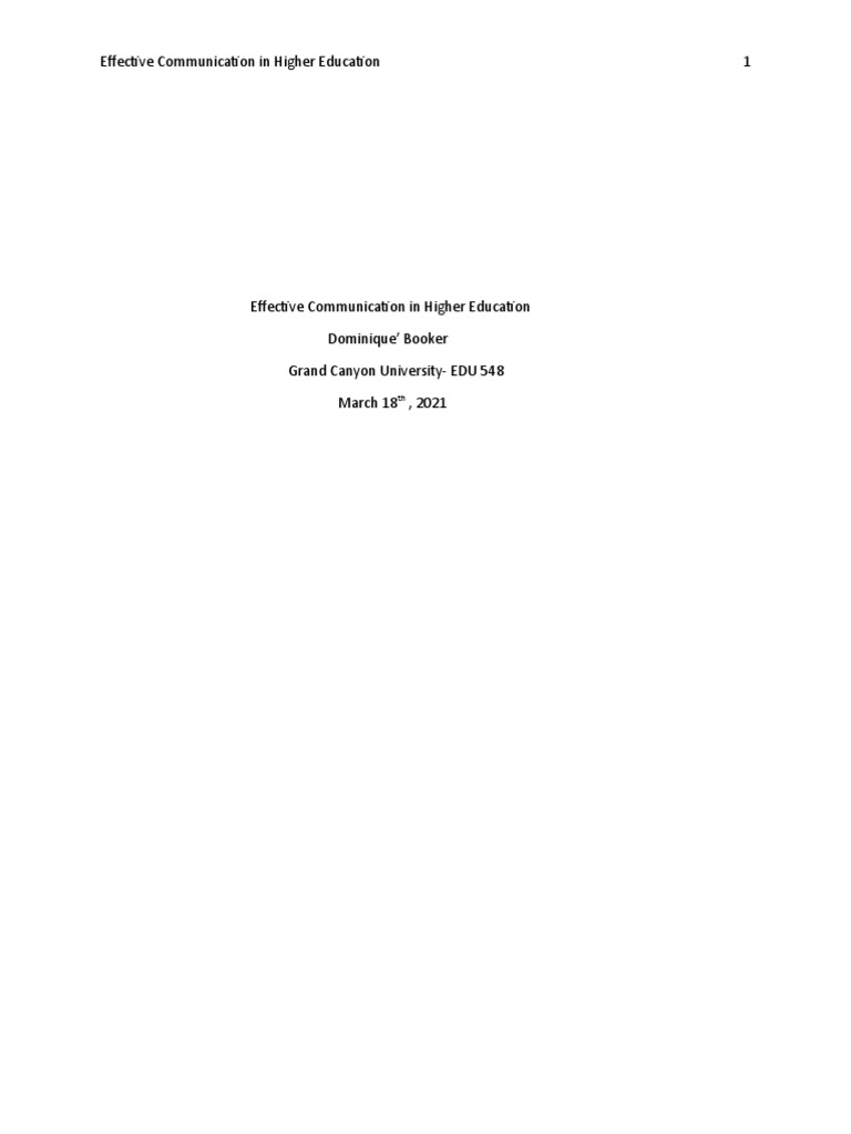 Effective Communication In Higher Education Edu 548 Pdf Teachers