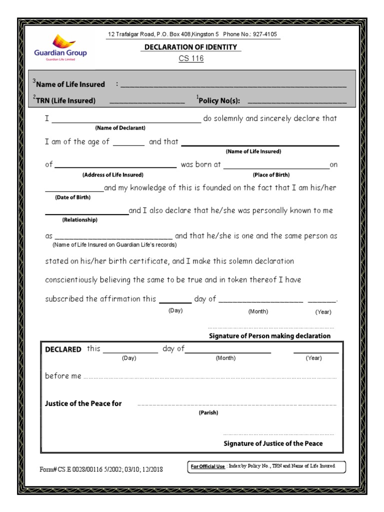 Declaration of Identity | PDF