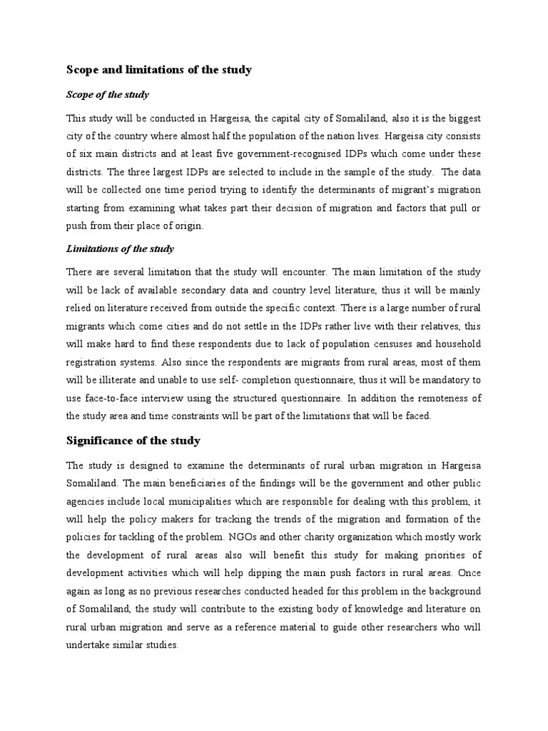 Scope and Limitations of The Study | PDF | Human Migration | Science