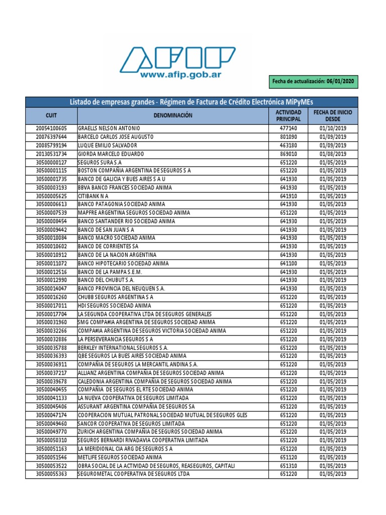 Listado Rfce Mi Pyme - PDF Argentina | PDF | Empresas | Business