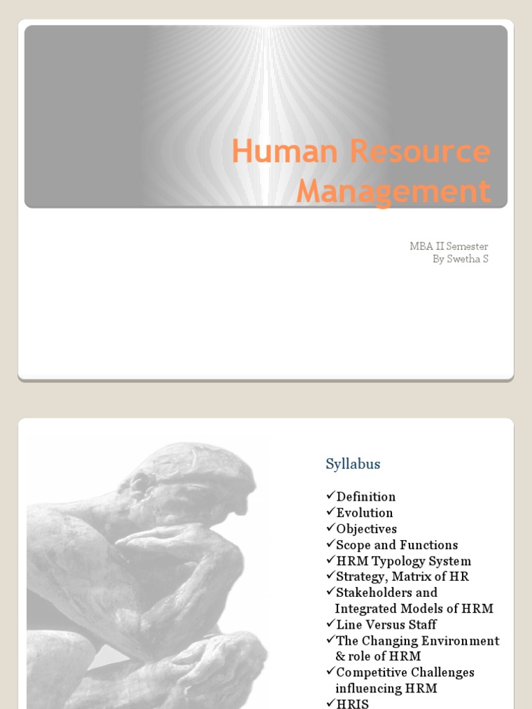Human Resource Management: MBA II Semester by Swetha S | PDF