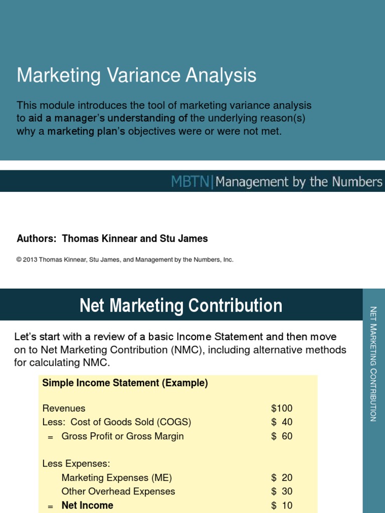 Marketing Variance Analysis | PDF | Gross Margin | Revenue