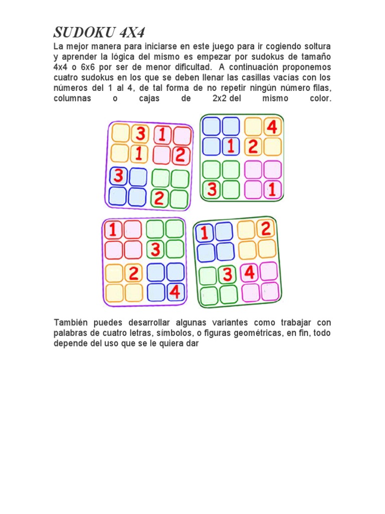 Sudoku 4X4 | PDF | Enseñanza de matemática | Science