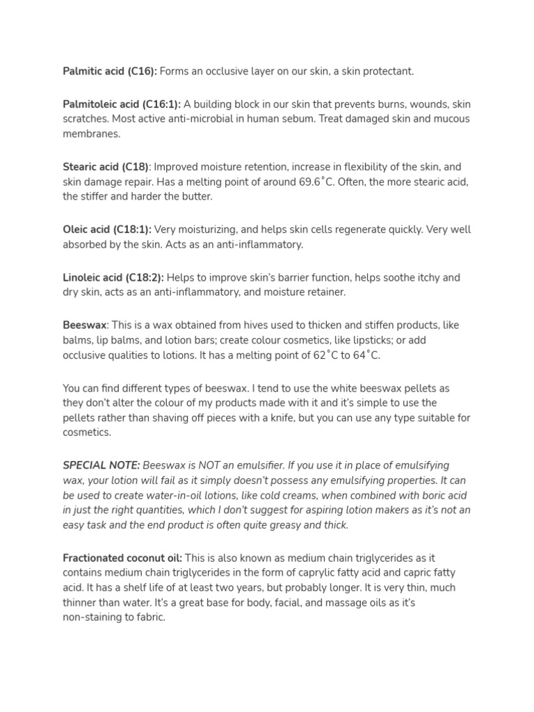 Cosmetic Notes | PDF | Triglyceride | Chemical Substances